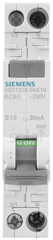 Wyłącznik różnicowo-nadprądowy 2P B10A 6kA 0.03A typ AC 5SV1316-0KK10