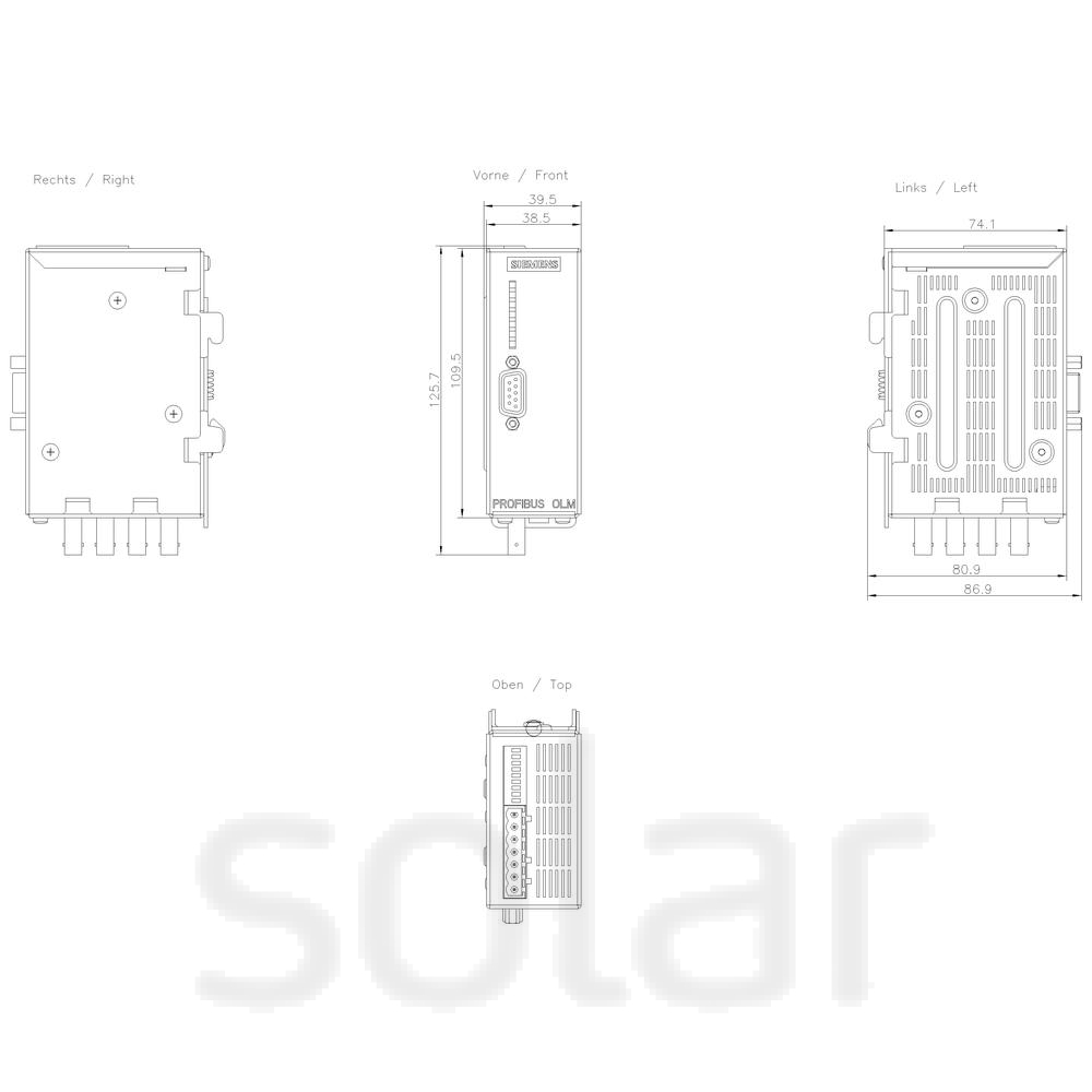 PROFIBUS OLM/G12 V4.0 OPTICAL LINK MODULE W. 1 RS485 AND 2 GLASS-FOC ...
